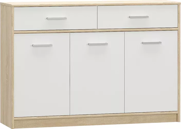 Comoda 3 usi 2 sertare mdf alb stejar sonoma Teyo 123x34x85 cm ...