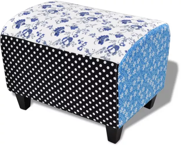 VidaXL Taburet design mozaic albastru & alb 240880 - cel.ro