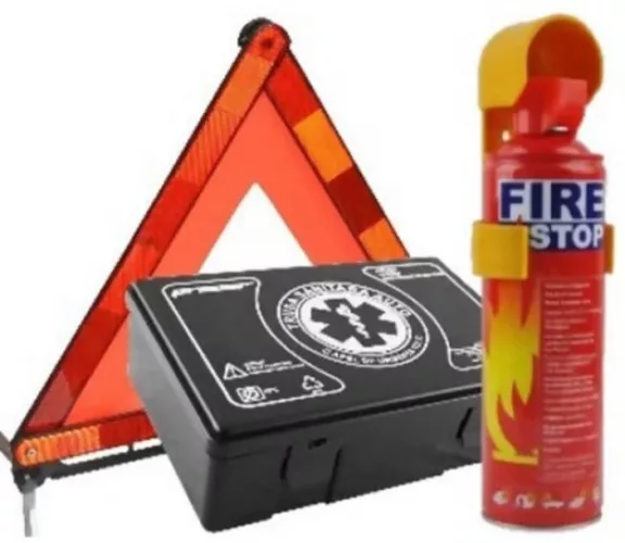 KIT auto obligatoriu Premium - Trusa Medicala 2xTriunghiuri Stingator ...