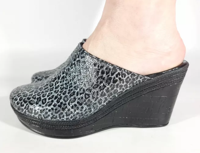Saboti leopard negru platforma piele naturala SBM5A 36