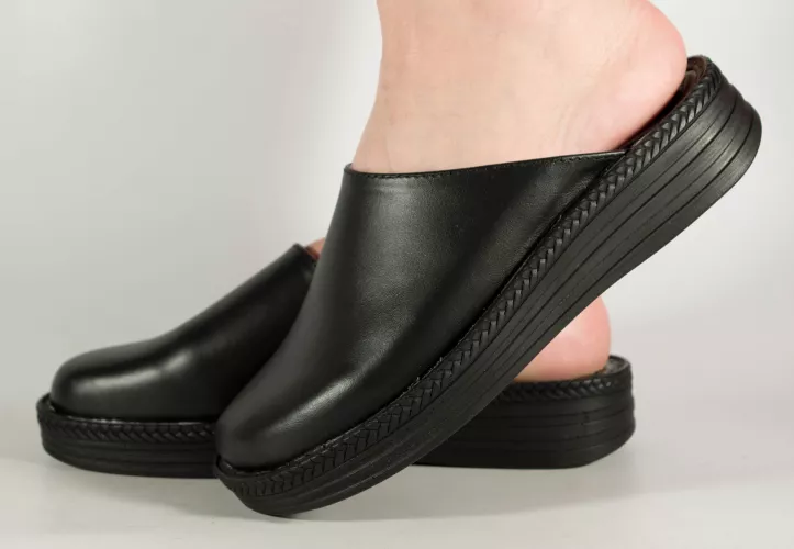 Saboti platforma negri piele naturala cod SBM4A 38