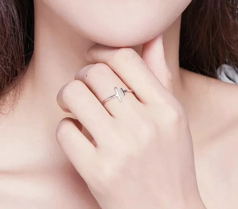 Inel reglabil din argint 925 Simple Minimalist SCR555 - cel.ro