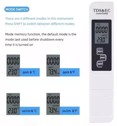 Tester digital pentru TDS/EC/ Temperatura 3 in 1 pentru apa piscina si ...