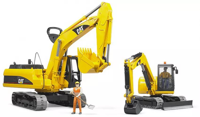 Mini excavator CAT cu muncitor Bruder ART_BR02466 - cel.ro