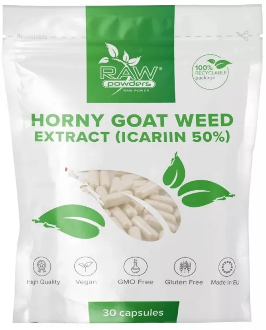 Horny Goat Weed Iarba Caprei Icariin 50 200mg 30 Capsule Raw Powders ...