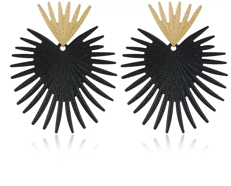 Cercei Camilla auriu si negru statement in forma de evantai - Colectia ...