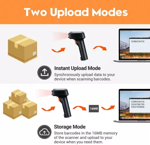 Cititor coduri de bare scanner wireless 1D 2D QR cu statie de incarcare ...