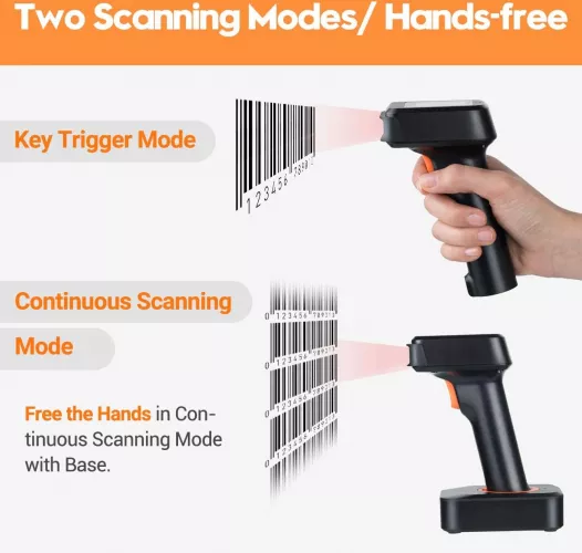 Cititor coduri de bare scanner wireless 1D 2D QR cu statie de incarcare ...