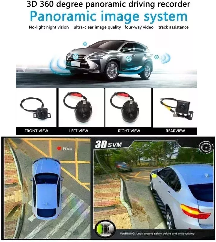 Sistem parcare 360 grade 3D cu 4 camere wide angle bird eye 216-2 - cel.ro