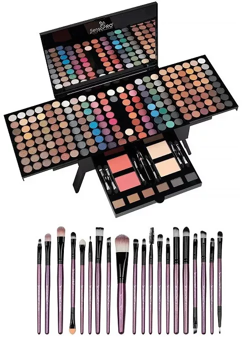 Trusa machiaj SensoPRO 190 farduri pleoape si 20 pensule aplicare akgj ...