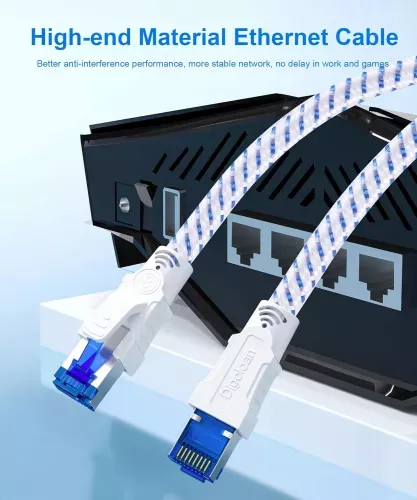 Cablu de retea S/FTP Cat 8 Ethernet de 7 m Gigabit 40 Gbps 2000 MHz cu fir