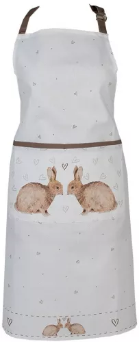 Sort bucatarie bumbac alb maro Iepuras 70x85 cm BSLC41 - cel.ro