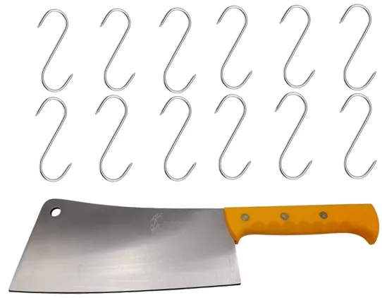 Set Satar macelarie Rough Kitchen otel inoxidabil si 12 Carlige ...