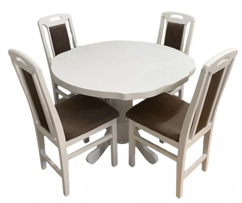 Set masa living SB Fan alba plus 4 scaune SB Tim alb/maro 100x74x100 ...