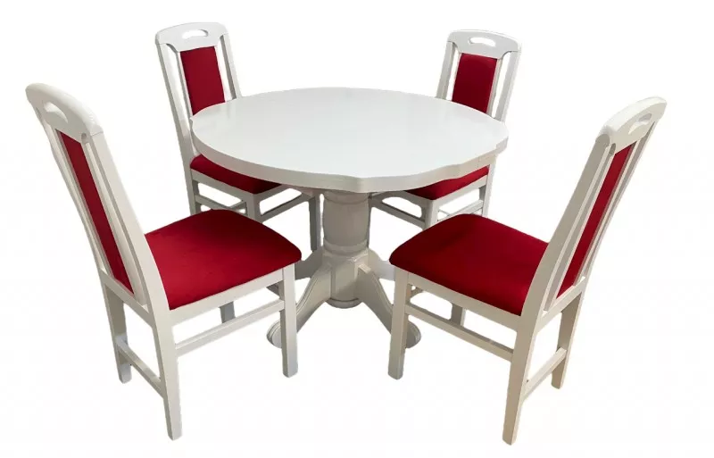Set masa living SB Fan alba plus 4 scaune SB Tim alb/rosu 100x74x100 ...