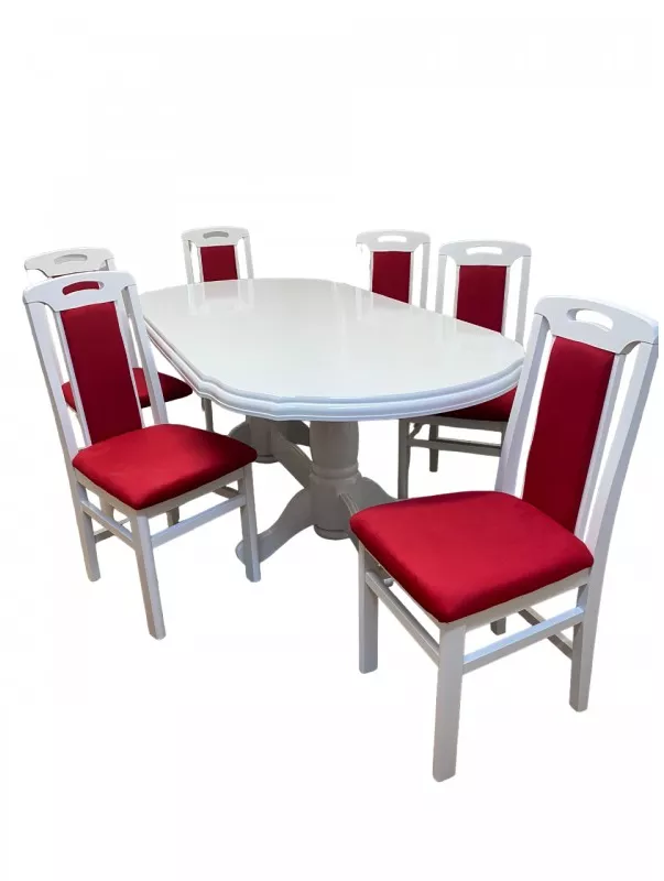 Set masa living SB Nork alba plus 6 scaune SB Tim alb/rosu 74x90x160 ...