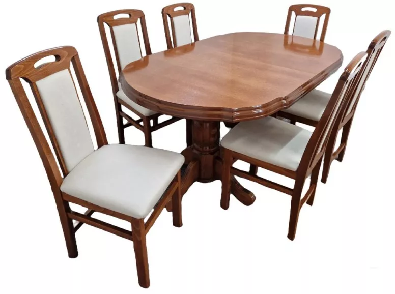 Set masa living SB Nork cires plus 6 scaune SB Tim cires 74x90x160/200 ...