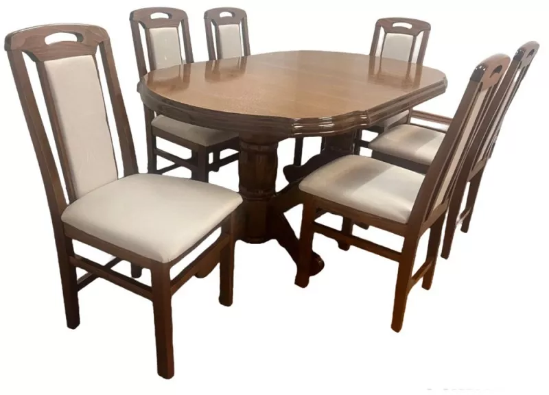 Set masa living SB Nork nuc plus 6 scaune SB Tim nuc 74x90x160/200 cm