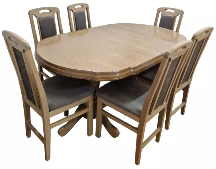 Set masa living SB Nork Stejar sonoma plus 6 scaune SB Tim 74x90x160 ...