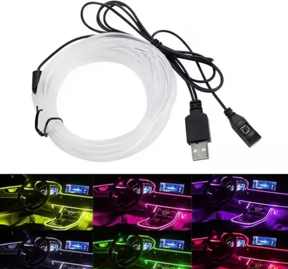 Lumini ambientale auto LED RGB conectare USB cu telecomanda pe fir 3 ...