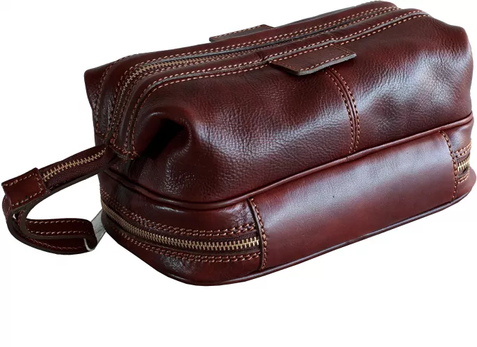 Portfard dama necessaire geanta cosmetica piele naturala maro FGB120B ...