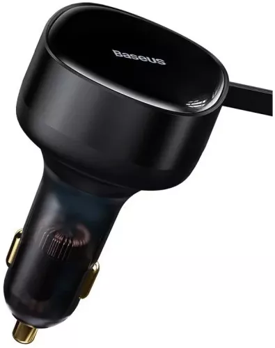 Incarcator auto Baseus Enjoyment 33W cu cablu retractabil 2xUSB-C Negru ...