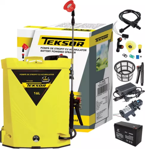 Pompa de stropit cu acumulator Teksor TT-16AB 12V 15-0 4 Mpa Complet ...