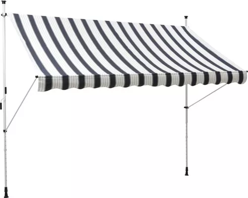 Copertina retractabila manuala pentru balcon 2x1 2 m dungi albastru alb ...