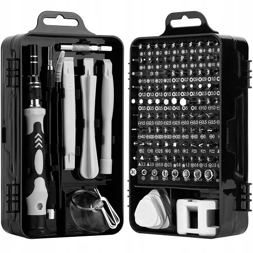 Set surubelnite de precizie cu accesorii 115 piese ideal pentru depanare