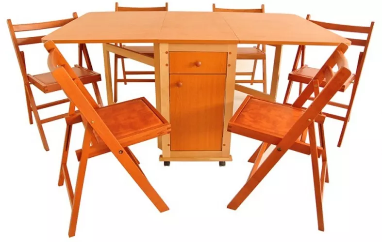 Set Masa plianta cu USA SI SERTAR cu 6 scaune pliante cires 2755 - cel.ro