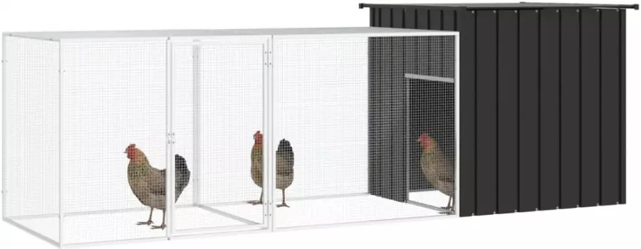 VidaXL Cotet pentru pasari antracit 300x91x100 cm otel galvanizat ...