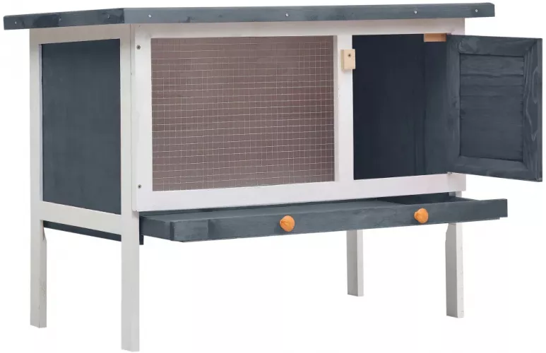 VidaXL Cusca de iepuri pentru exterior 1 nivel gri lemn 170828 - cel.ro