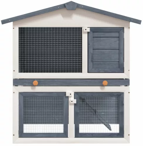 VidaXL Cusca de iepuri pentru exterior 3 usi gri lemn 170837 - cel.ro