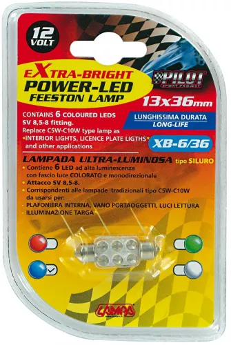Bec LED 12V - 13x35mm - 6LED Sofit SV8 5-8 1buc - Albastru 3324 - cel.ro