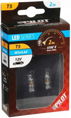 Bec tip LED 12V soclu plastic T5 W2x4 6d 2buc - Alb 3344 - cel.ro