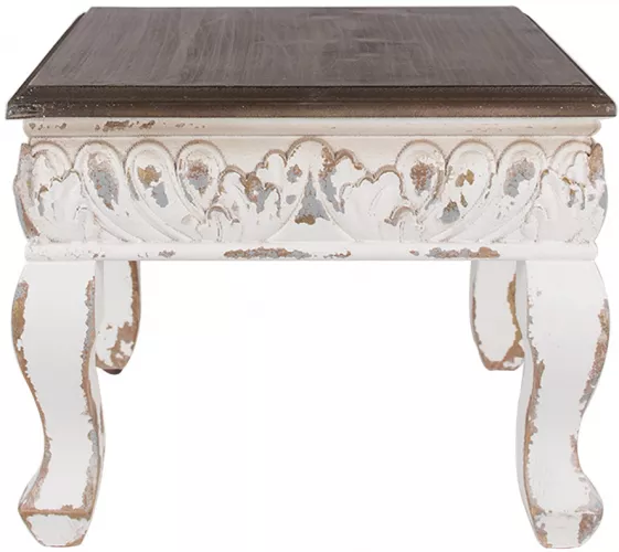 Masuta lemn maro alb vintage 40x40x33 cm 6H2308 - cel.ro