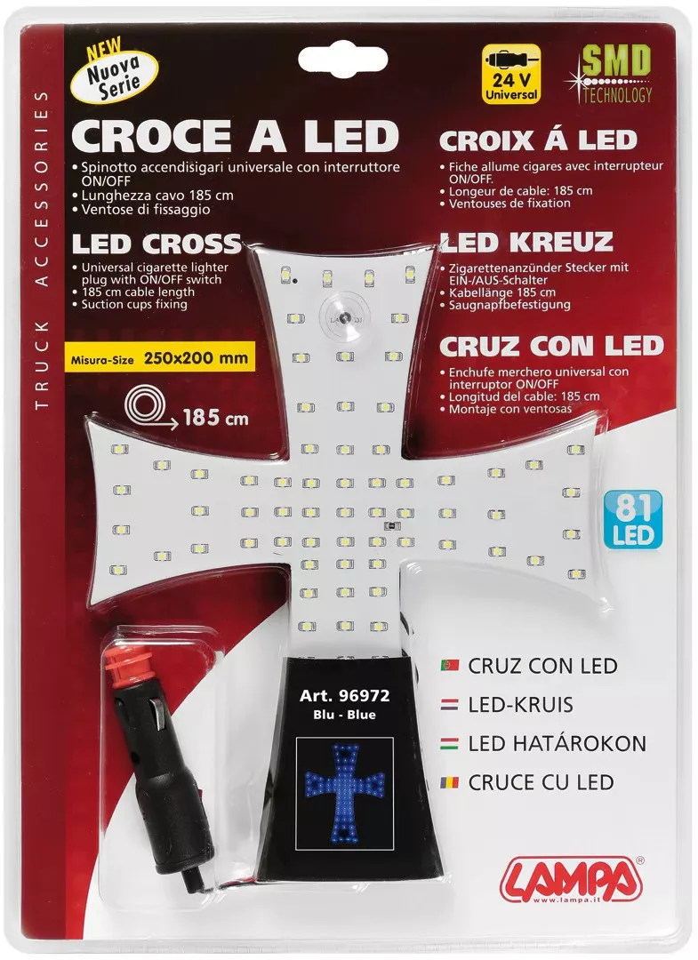 Ornament interior cu leduri 81SMD 24V - Cruce - Albastru 6319 - cel.ro