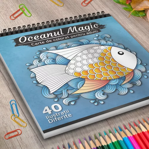 Carte de colorat pentru adulti Oceanul Magic 40 Mandale Antistres cu ...