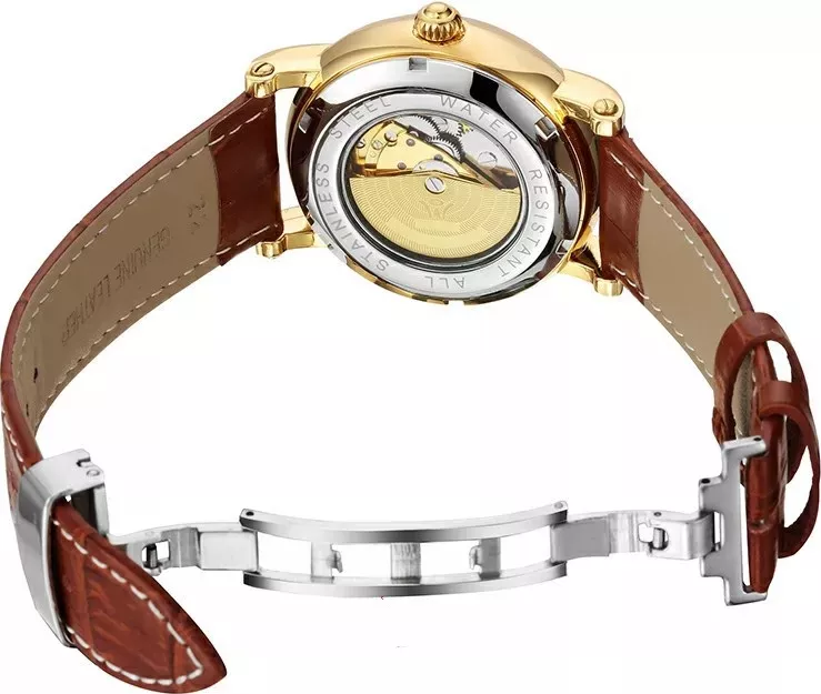 Ceas Automatic Barbatesc Ouyawei Curea Maro Cadran Negru Auriu ...