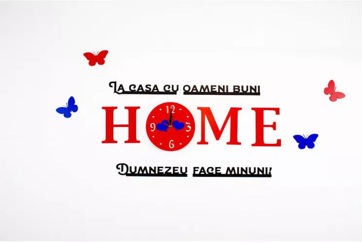 Ceas HOME 80x22 cm text personalizabil PP161CHT - cel.ro
