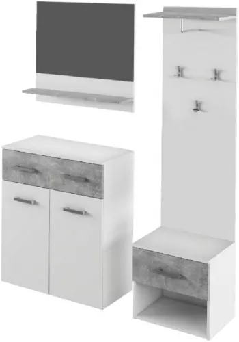 Set mobila vestibul alb beton SIMA