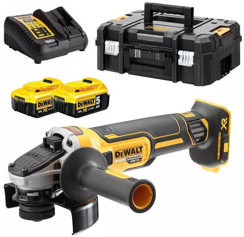 Polizor unghiular DeWALT 125mm 2x18V 5.0Ah 9000rpm incarcator cutie T ...