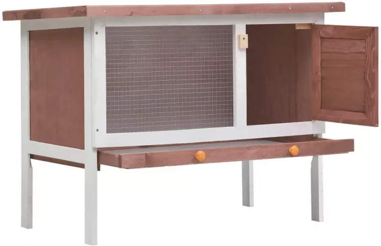 VidaXL Cusca de iepuri pentru exterior 1 nivel maro lemn 170829 - cel.ro