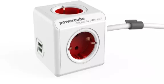 PowerCube Allocacoc Extended USB Red 1402RD ALOC1402RD - cel.ro