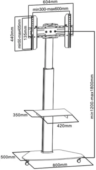 Stand de podea mobil pentru TV SBOX FS-500 Screen size 37 - 70 92 - 178 ...