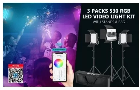 Kit 2 Panouri Neewer RGB 530 LED trepiezi 200 cm inclusi 2x difuzor ...