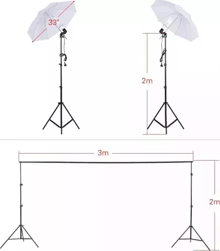 Kit studio Foto / Video Lumini studio + Suport fundal + Fundal verde ...