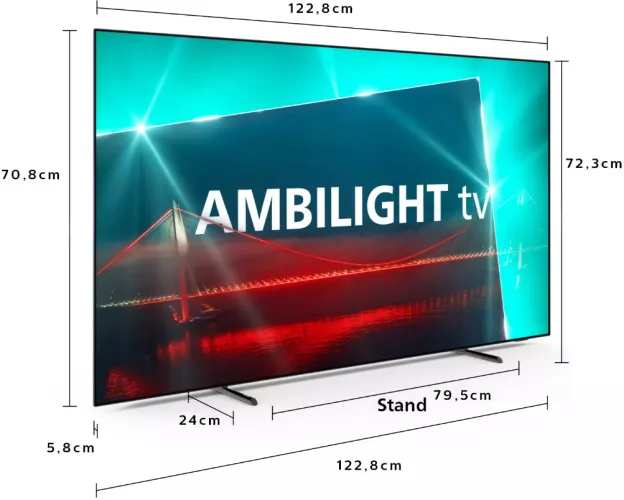 Televizor Philips AMBILIGHT OLED 55OLED718 139 cm Google TV 4K Ultra HD ...