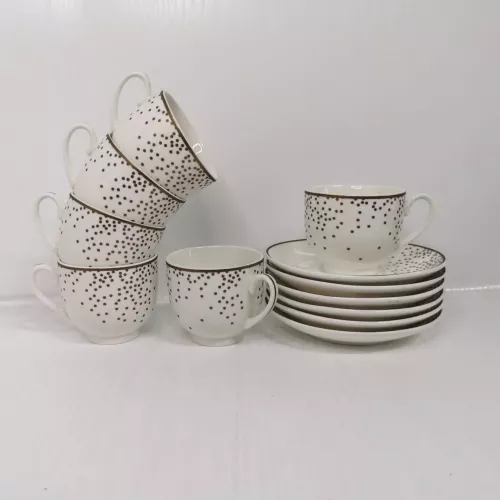 Set 6 cesti portelan cu farfurii 180 ml Malooki Luxury Collection 4418 ...