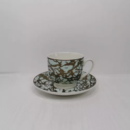 Set de 6 cesti portelan cu farfurii 180 ml Malooki Luxury Collection ...